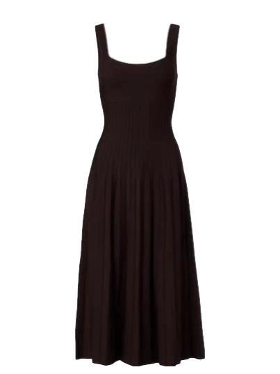 Staud Ellison Pleated Knitted Midi Dress - Black