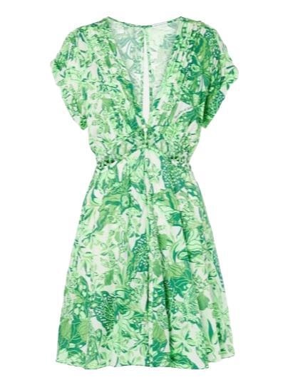 Poupette St Barth Cecile Cutout Printed Minidress - Green