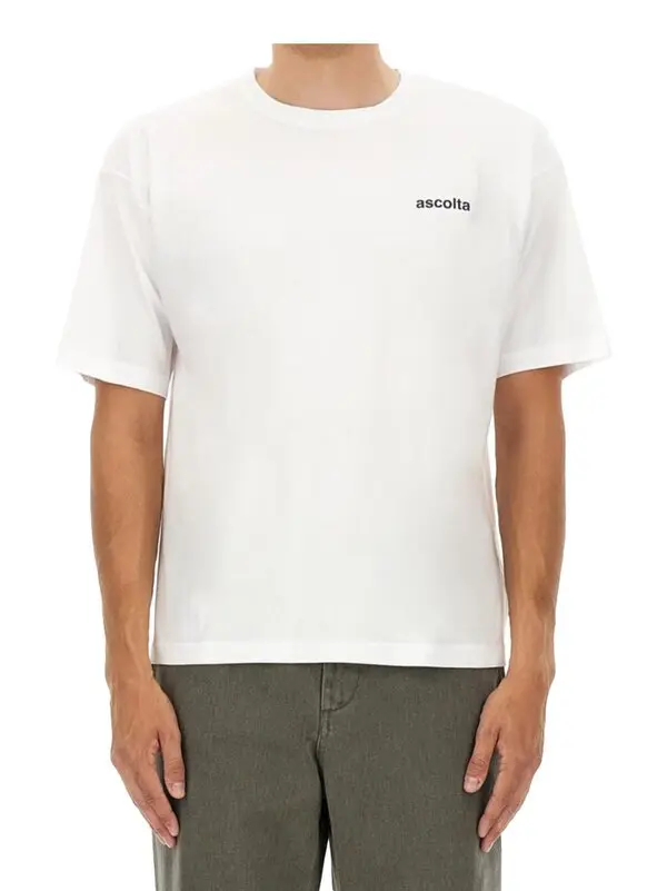 Aspesi Round-neck Letter T-shirt - White