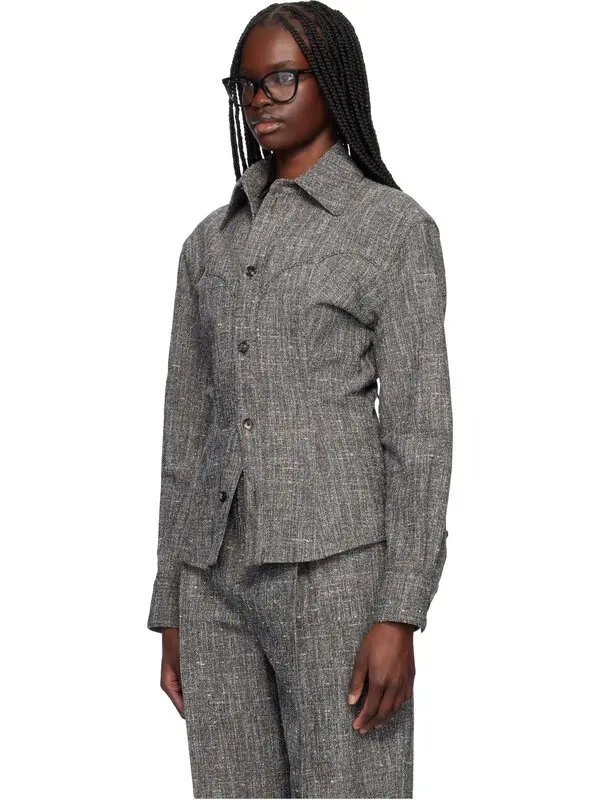 Bottega Veneta Melange Viscose And Silk Shirt - Brown/grey/white