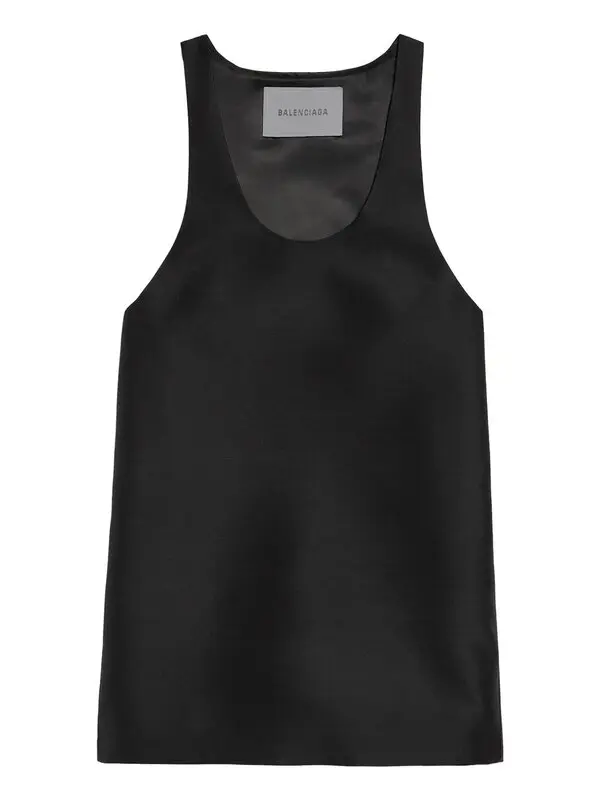 Balenciaga Wool-silk Scoop-neck Top - Black