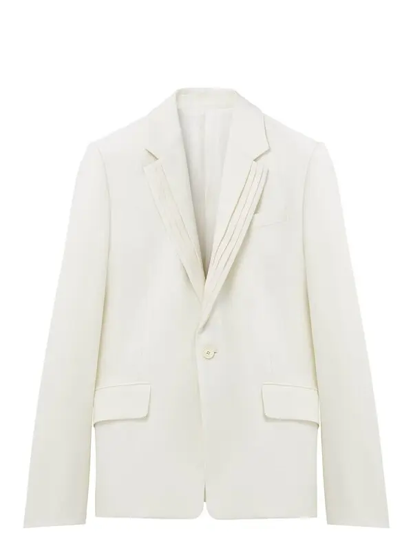 Alexander McQueen Wool Pleated Blazer - White