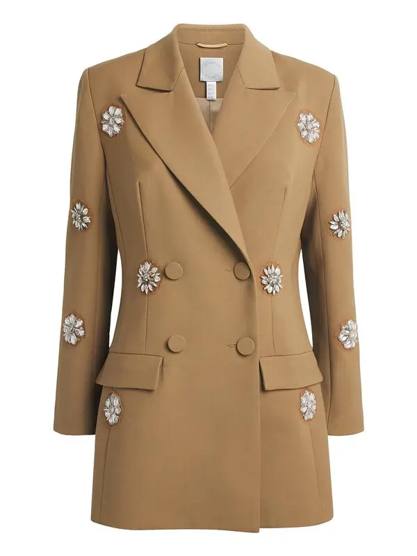 Huishan Zhang Wool Embellished Joanne Blazer - Beige