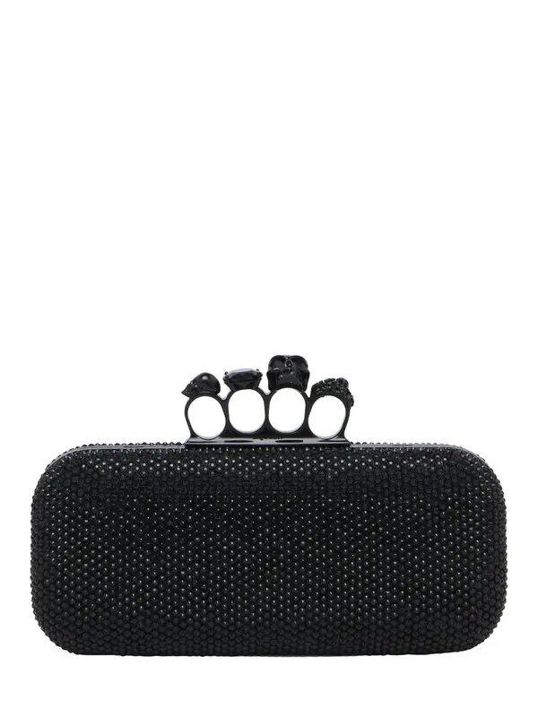 Alexander McQueen Long Crystal-embellished Knuckle Clutch Bag - Black