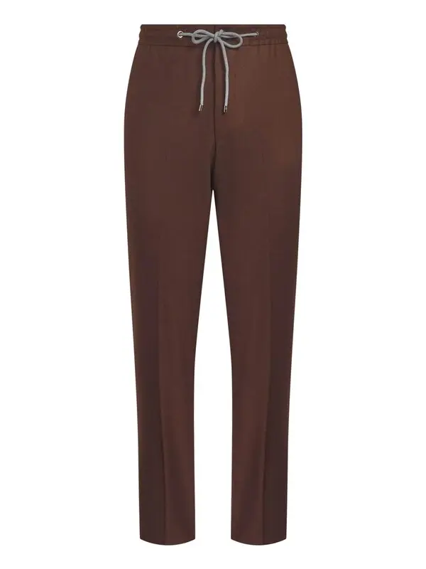 Corneliani Virgin Wool-blend Slim Tailored Trousers - Brown