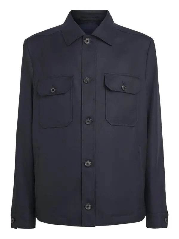 Corneliani Water-repellent Techwool Overshirt - Navy