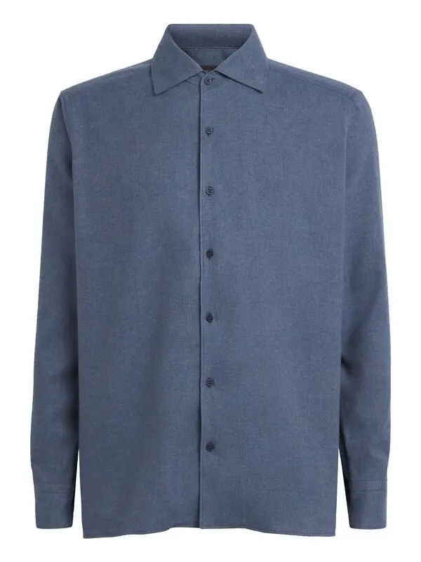 Colombo Cotton Twill Shirt - Navy