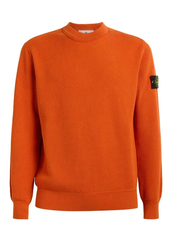 Stone Island Ribbed Compass Patch Sweatshirt - Orange
