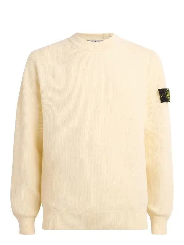 Stone Island Ribbed Compass Patch Sweatshirt - Ivory