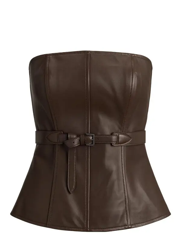 Ralph Lauren Lambskin Jenevieve Bustier Top - Blue