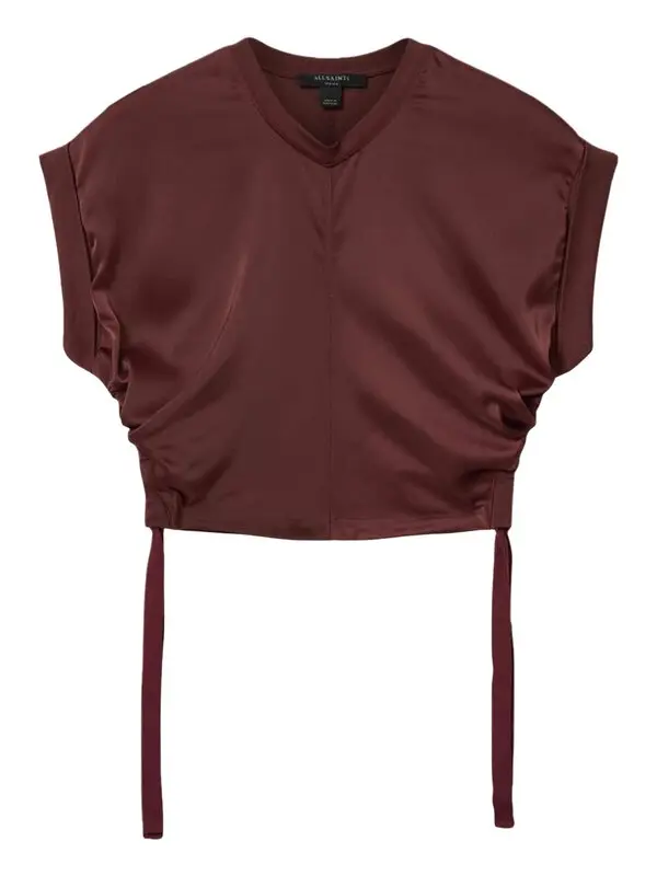 ALLSAINTS Satin Mira Cropped T-shirt - Red