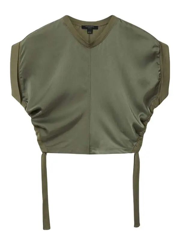 ALLSAINTS Satin Mira Cropped T-shirt - Green