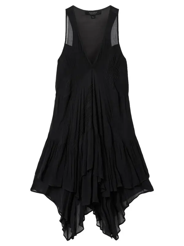 ALLSAINTS Gretel Asymmetric Tiered Midi Dress - Black