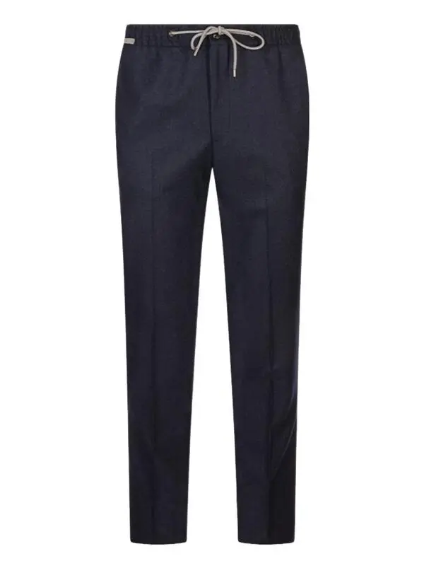 Corneliani Drawstring Casual Pants With Pleat Details - Black