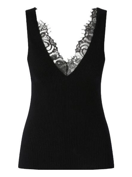 Pinko Lace-trim Tank Top - Black