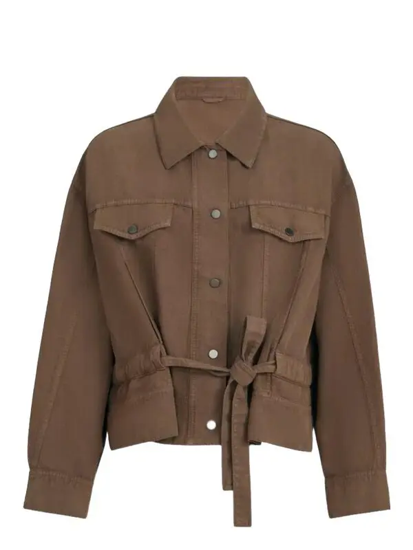 Brunello Cucinelli Cotton Linen Jacket With Monili Embellishment - Cigar
