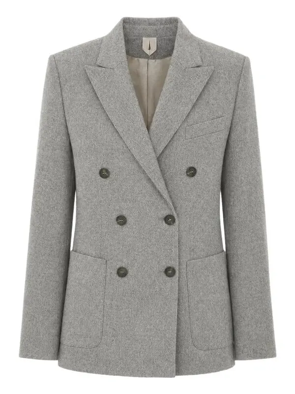 Max Mara Double-breasted Long-sleeve Blazer - Light Grey