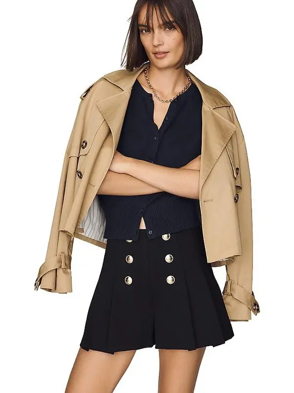 Maeve Pleated Trench Skort - Black