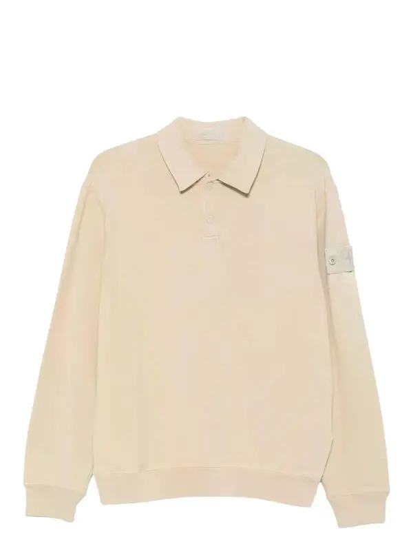 Stone Island Logo-patch Long-sleeve Polo Shirt - Neutrals