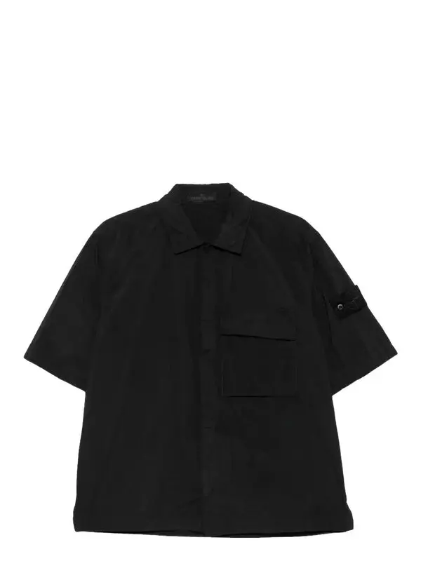 Stone Island Logo-patch Short-sleeve Shirt - Black