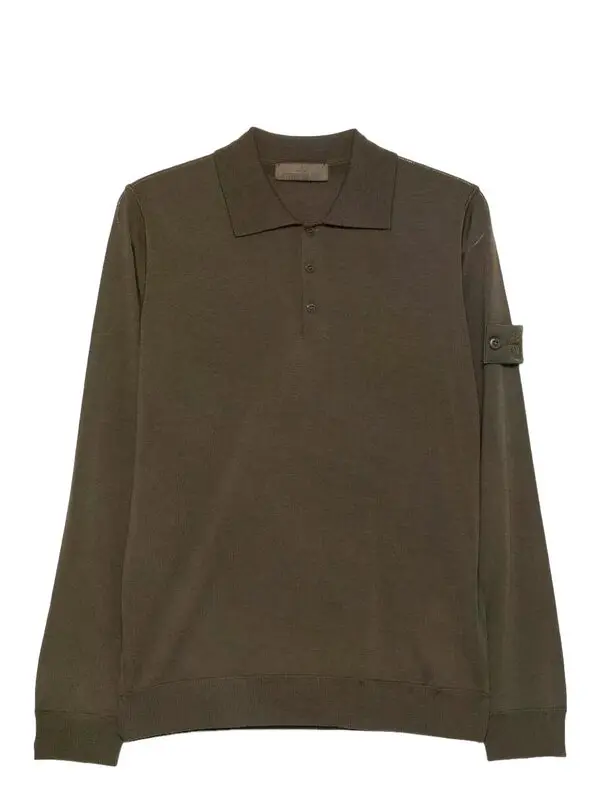Stone Island Logo-patch Long-sleeve Polo Shirt - Green