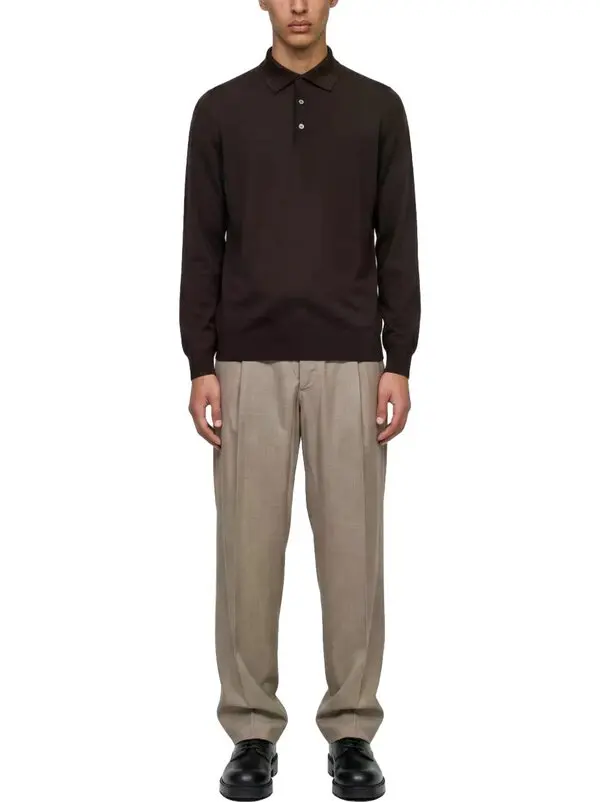 LARDINI Long-sleeve Polo Shirt - Brown