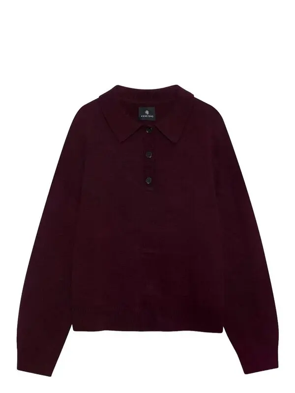 ANINE BING Lee Polo Sweater - Red