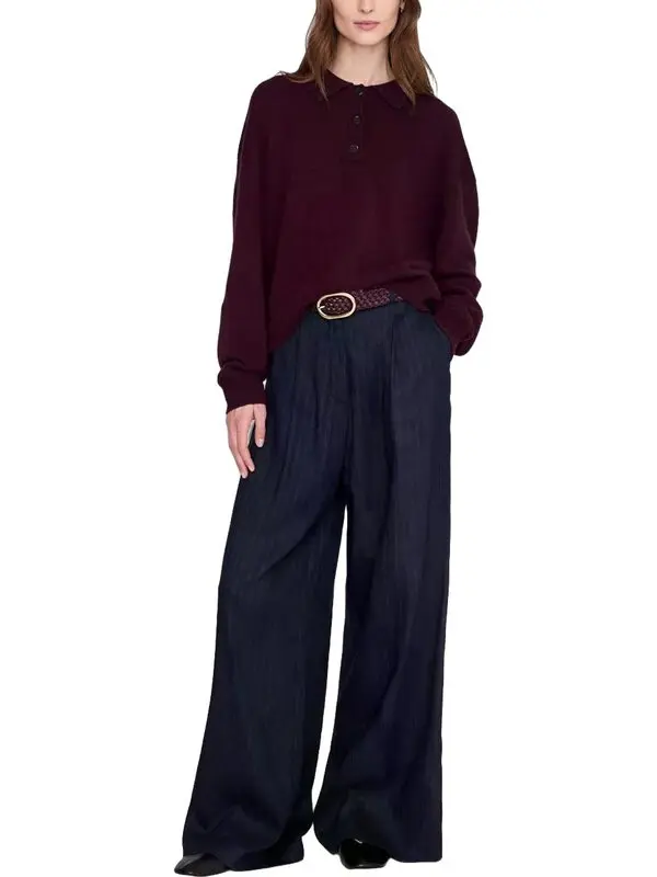 ANINE BING Lee Polo Sweater - Red