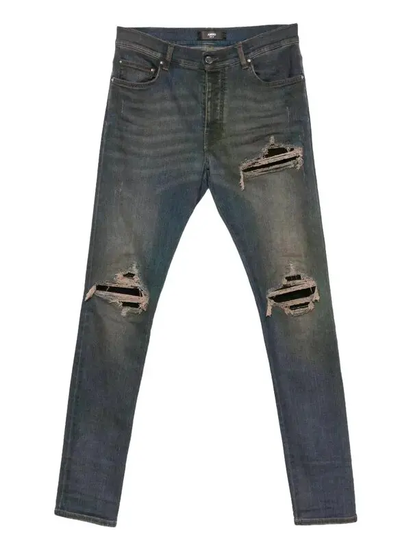 Amiri Ultrasuede Mx1 Distressed Slim-fit Jeans - Blue