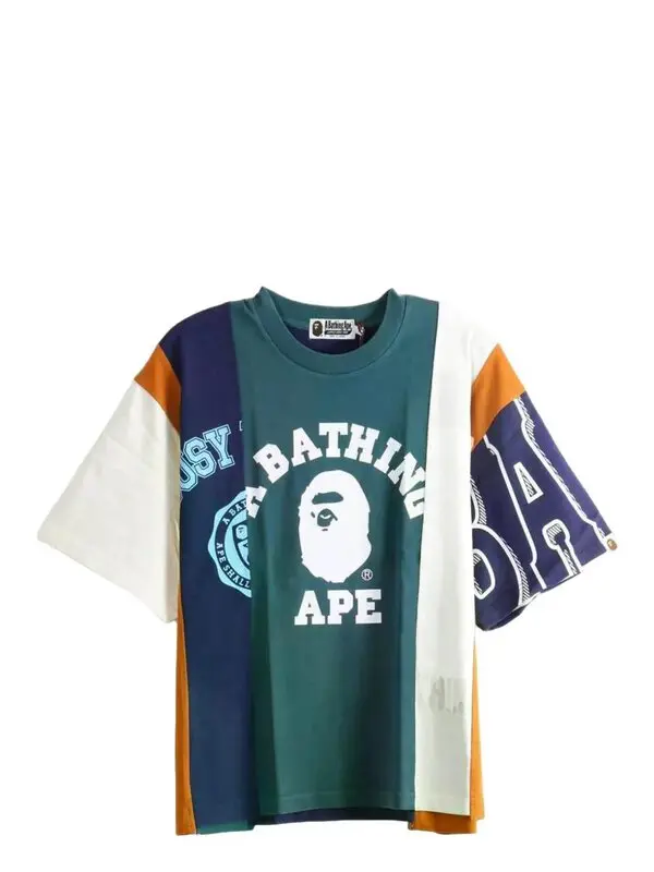 A BATHING APE Logo-print Panelled T-shirt - Green
