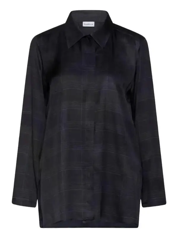 Marella Check-print Twill Shirt - Blue