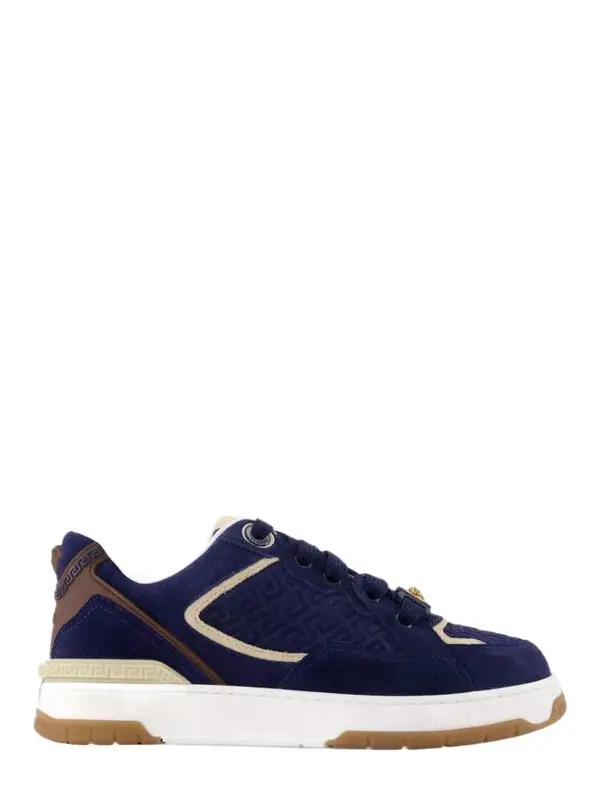 Versace Biggie Greca-pattern Suede Sneakers - Blue