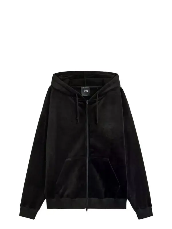 Y3 Velvet Zip-up Hoodie - Black