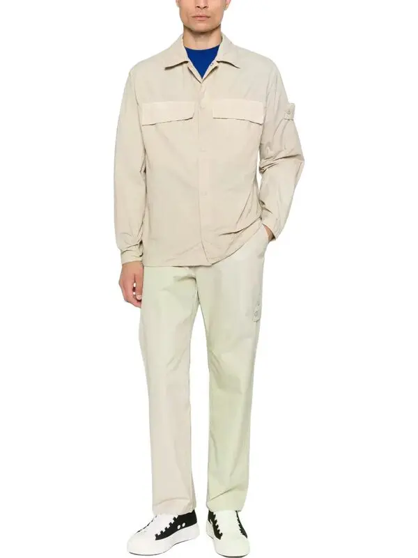 Stone Island Logo Patch Cotton Trousers - Neutrals
