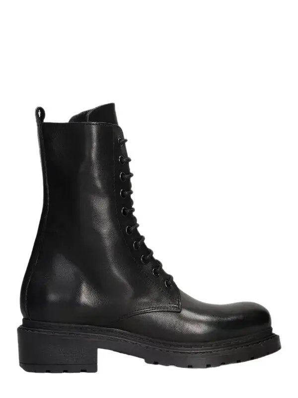 METISSE Leather Lace-up Combat Boots - Black