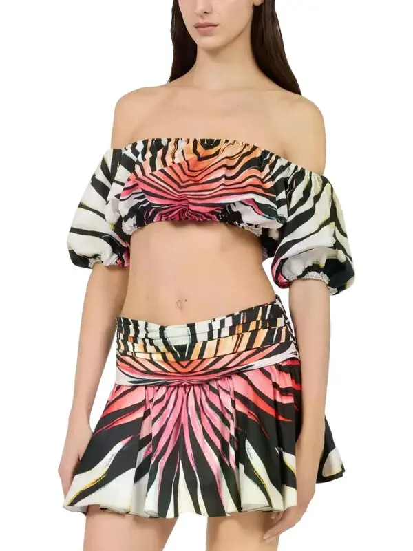 Roberto Cavalli Ray Of Paradise Print Off-the-shoulder Top - Black