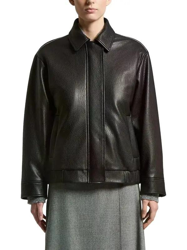 Peserico Leather Jacket - Brown