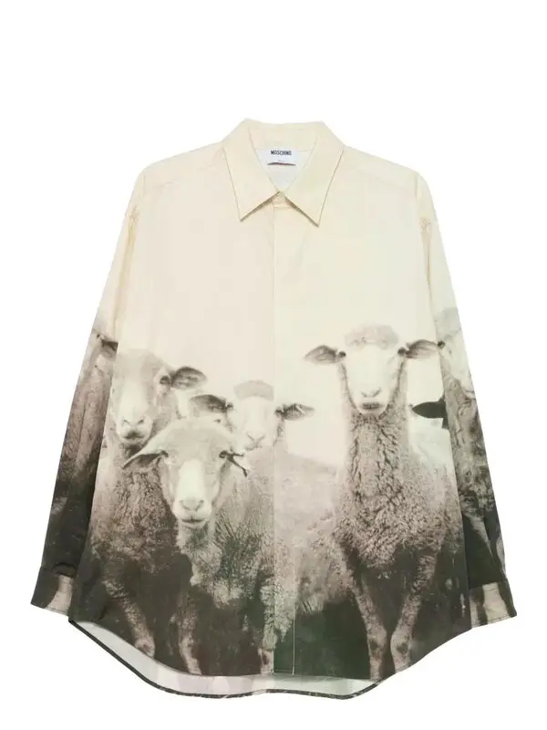 Moschino Print-detail Long-sleeve Shirt - Neutrals