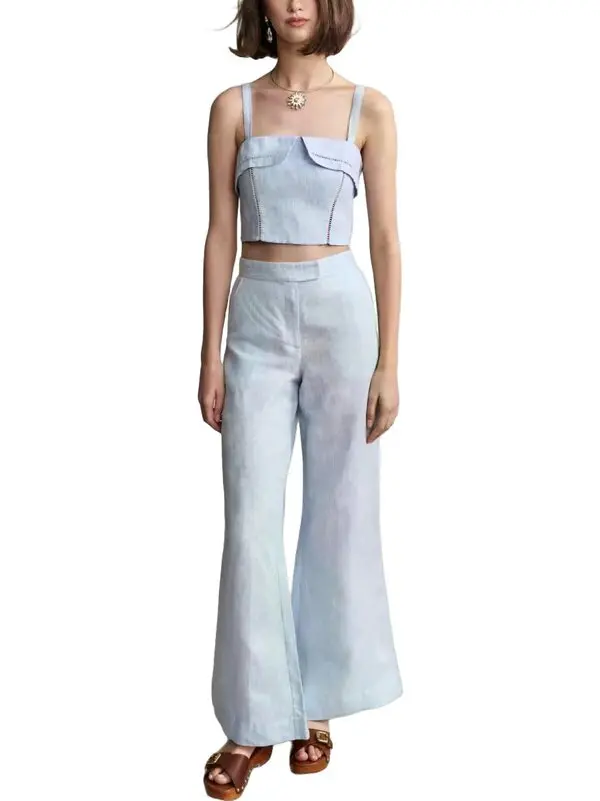 HEVRON Alba Ladder-stitch Cropped Top - Blue