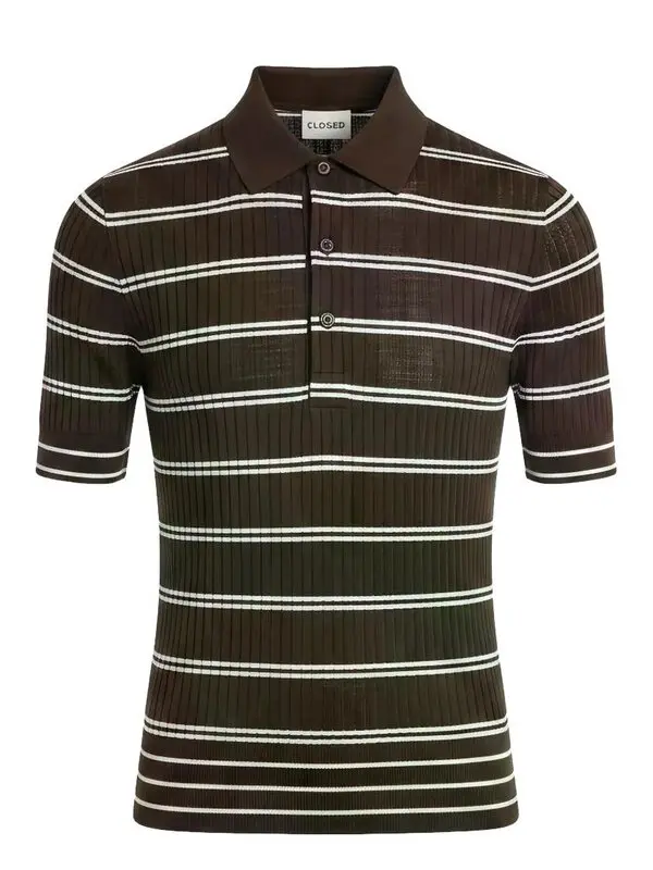 Closed Striped Wool Polo Shirt - Brown