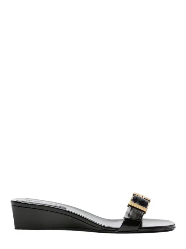 Khaite Manhattan Buckle-detail Wedge Sandals - Black