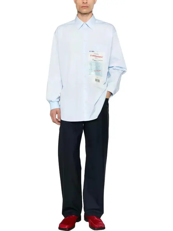 Moschino Graphic-print Patch-pocket Shirt - Blue