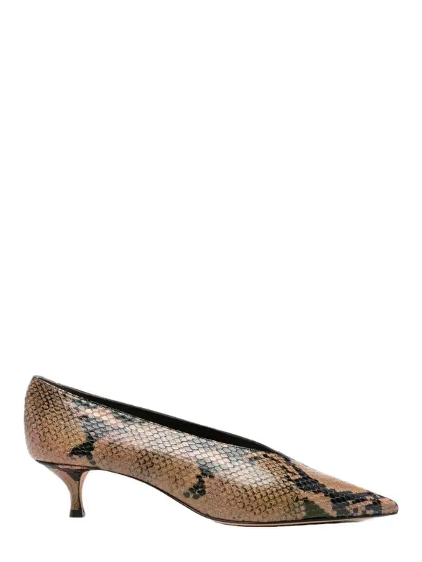 Le Monde Beryl Babouche Snake-effect Heeled Pumps - Brown