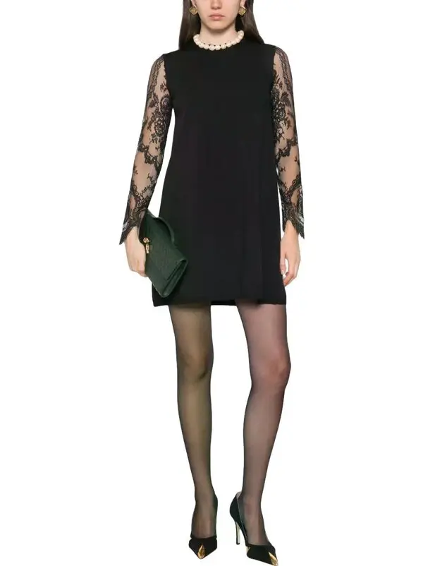 Valentino Garavani Lace-sleeve Mini Dress - Black