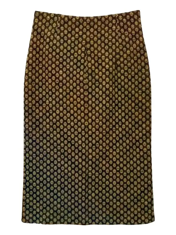 ODEEH Geometric Pattern Midi Skirt - Brown