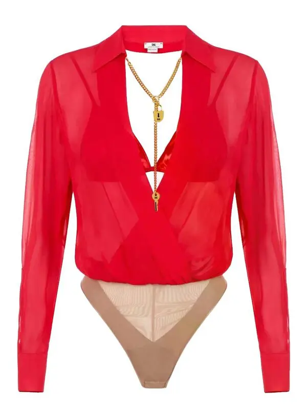 Elisabetta Franchi Bodysuit With Padlock Detail - Red