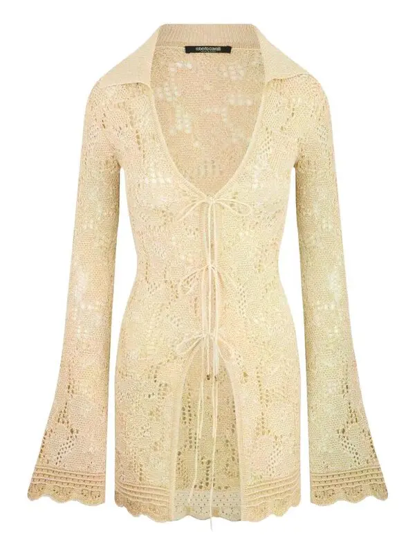 Roberto Cavalli Front Tie Cardigan - Neutrals