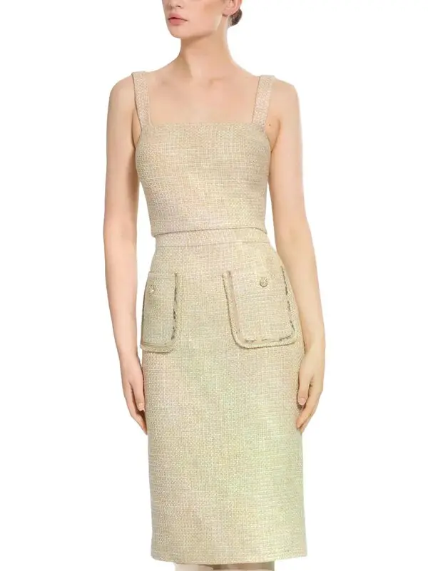 Elie Saab Cropped Tweed Top - Neutrals