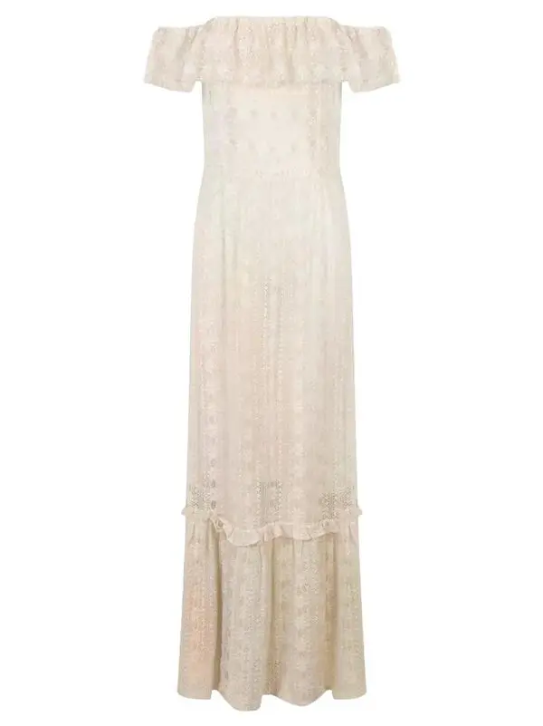 Antik Batik Dolly Lace-panelled Maxi Dress - Neutrals