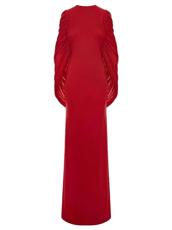 SEEN USERS Name Fallen Angel Draped Gown Maxi Dress - Red